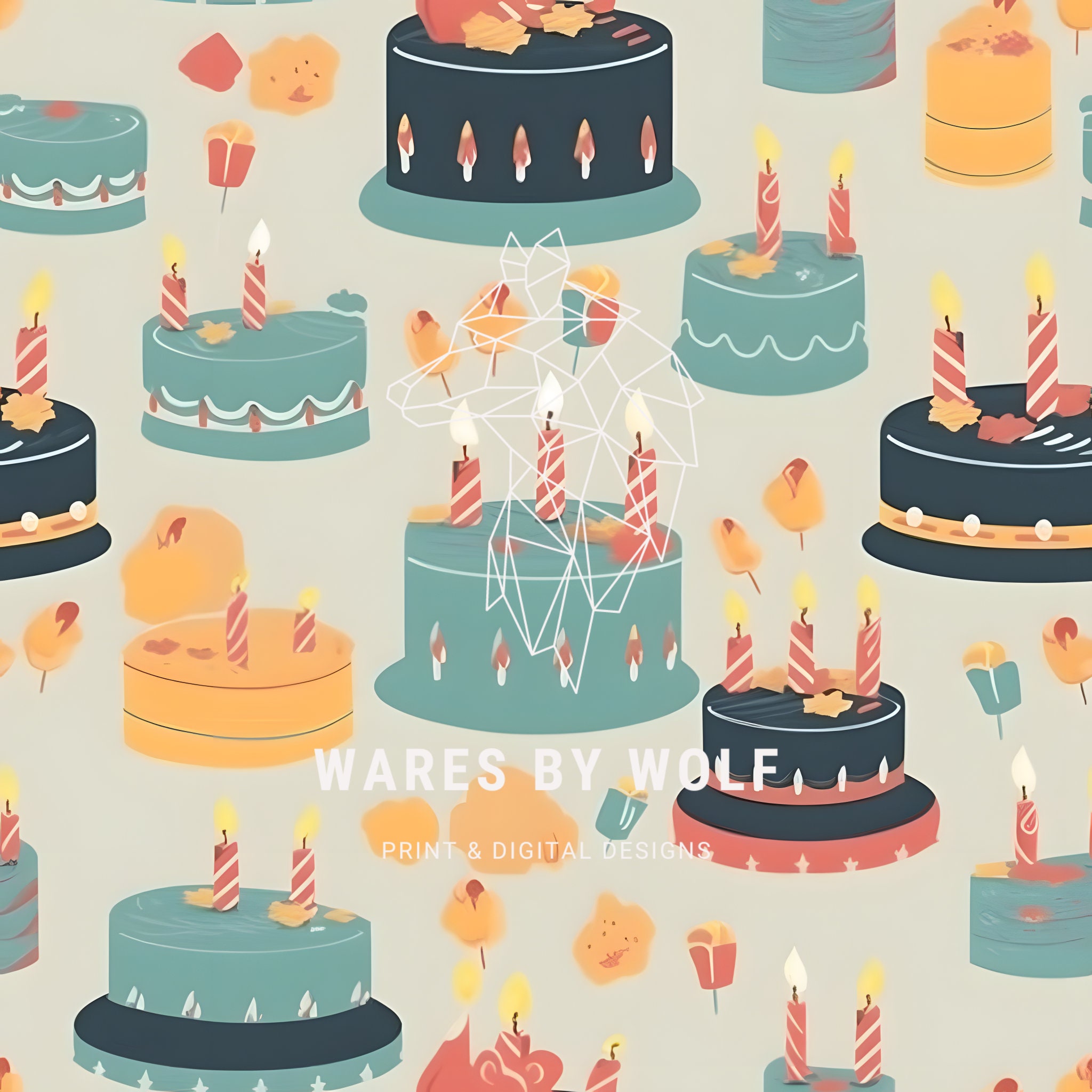 Birthday Cake Digital Paper, Cake Seamless Pattern, Cake Prints ...
