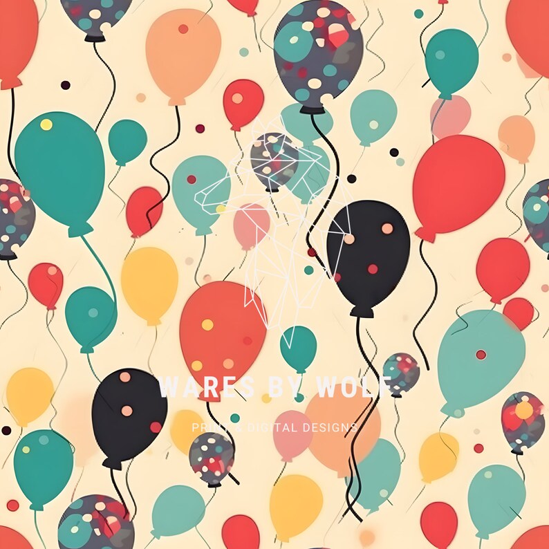 Birthday Balloons Digital Paper, Balloons Seamless Pattern, Balloons ...