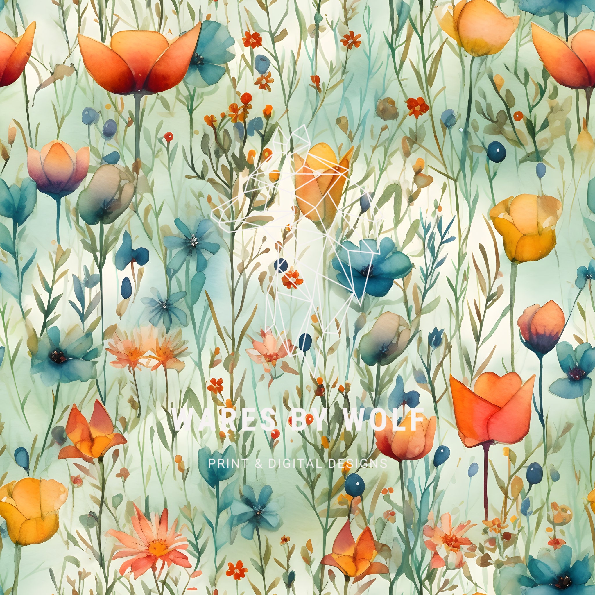 Watercolor Flowers Digital Paper, Flowers Seamless Pattern, Floral ...