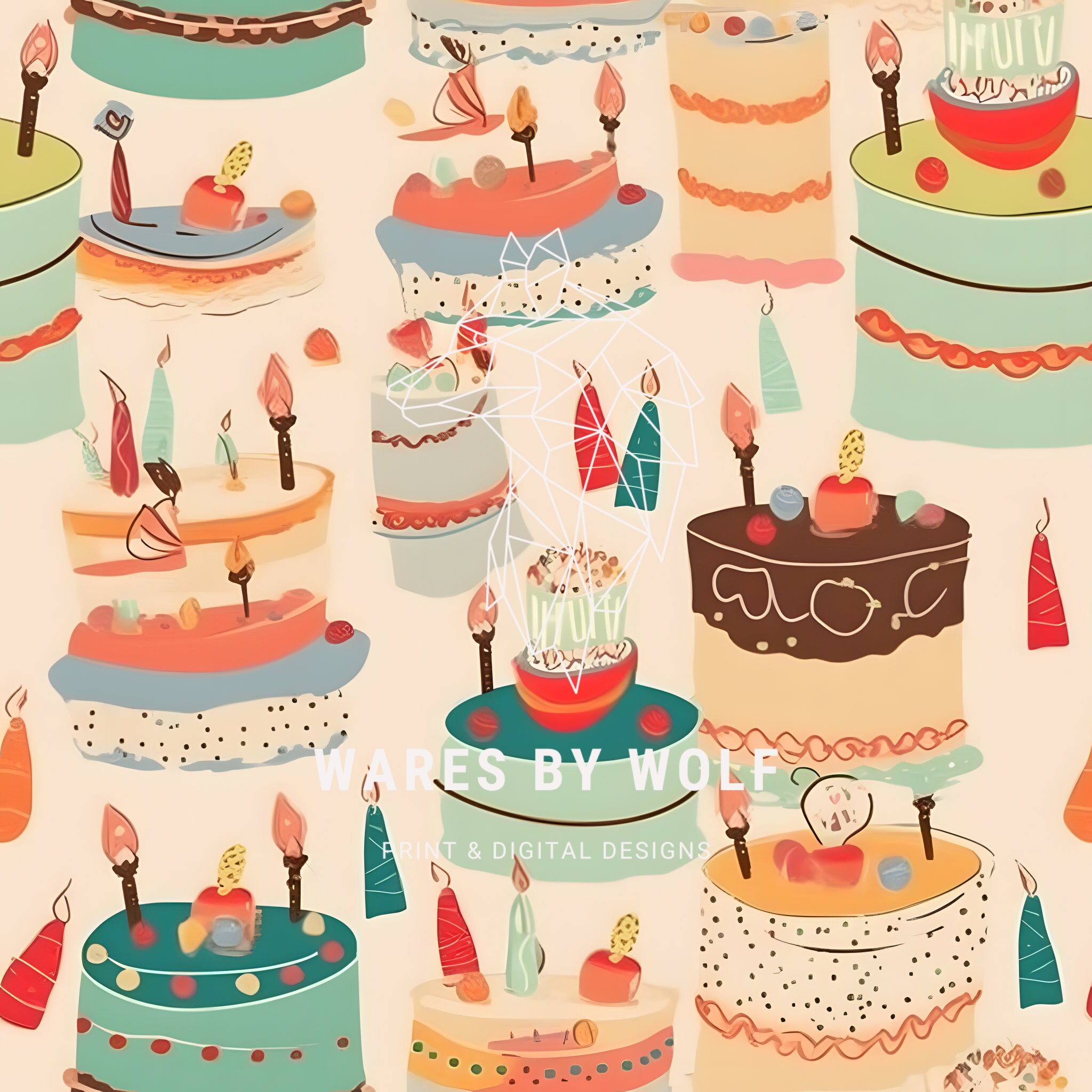 Birthday Cake Digital Paper, Cake Seamless Pattern, Cake Prints ...