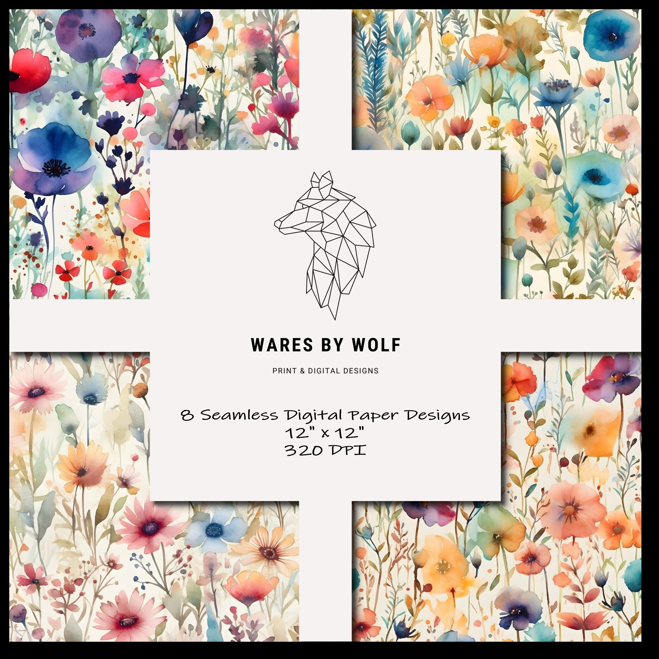 Watercolor Flowers Digital Paper, Flowers Seamless Pattern, Floral ...