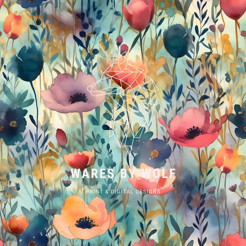 Watercolor Flowers Digital Paper, Flowers Seamless Pattern, Floral ...