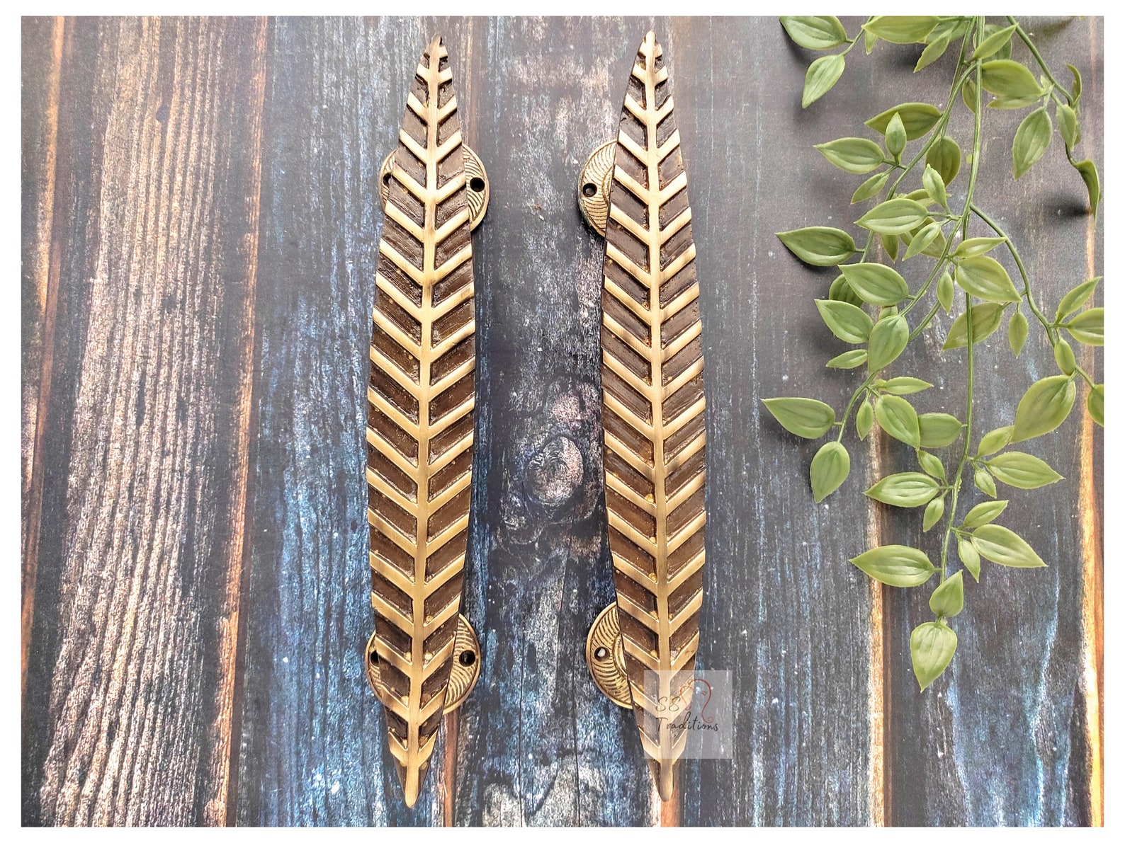 Leaf Design Brass Door Handle Handles for Main Doors Home - Etsy