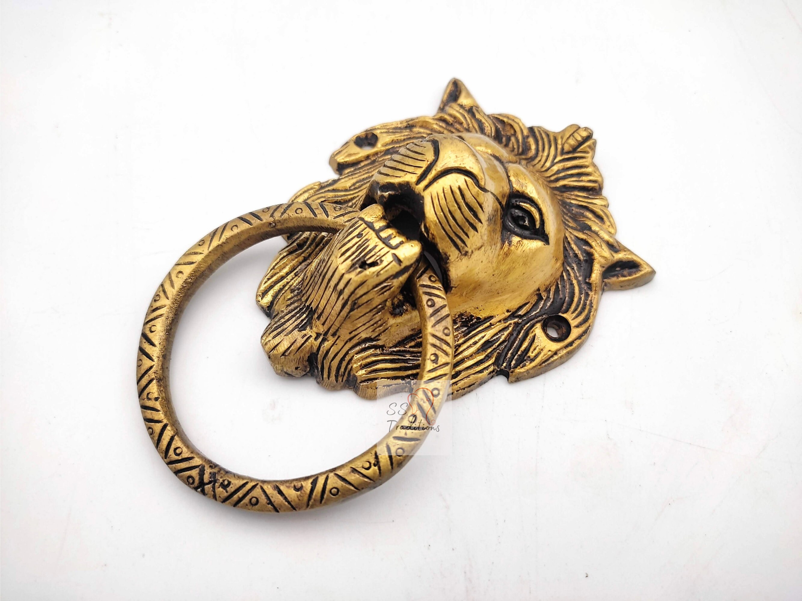 Brass Lionhead Lion Head Door Knocker Brass Door Knocker Holiday Gift ...