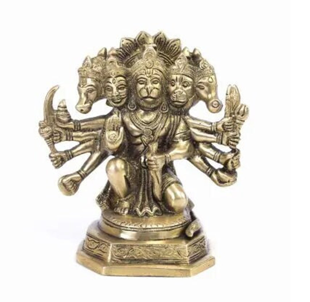 Panchmukhi Hanuman Brass Statue Bajrang Bali Statue Monkey - Etsy
