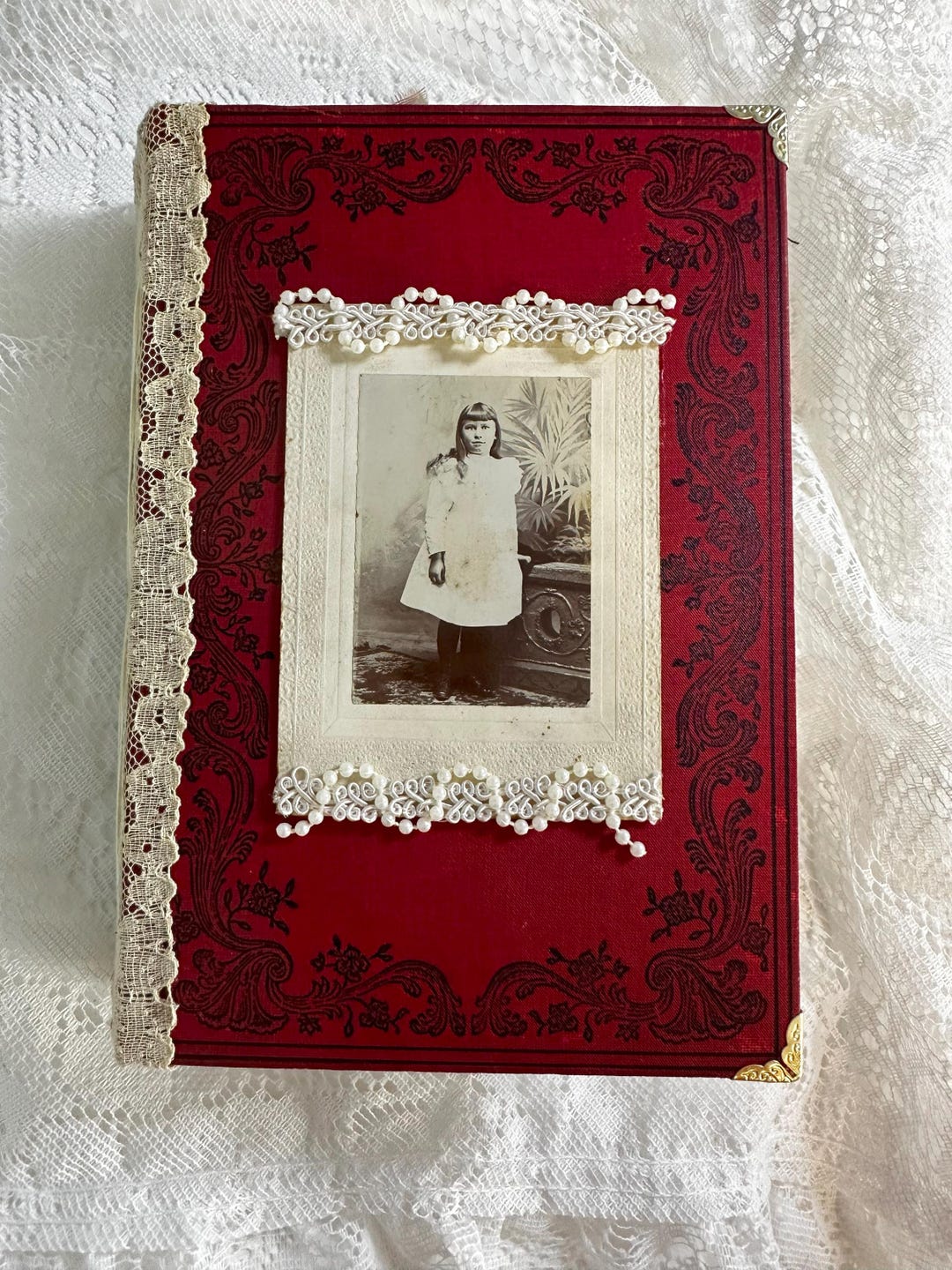 Vintage Handmade Junk Journal, Red Vintage Book With Vintage Photo ...