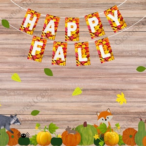 Happy Fall Printable Bulletin Board Kit / Pumpkins Animals / Seasonal ...