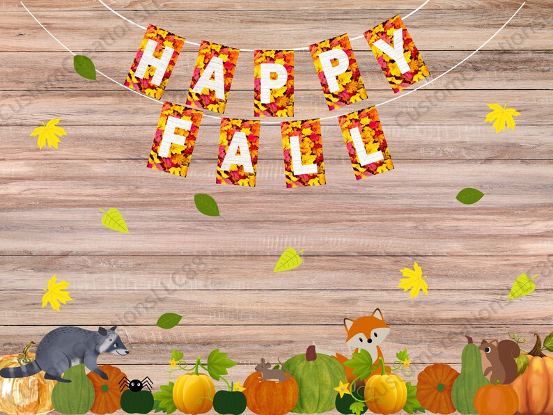 Happy Fall Printable Bulletin Board Kit / Pumpkins Animals / Seasonal ...