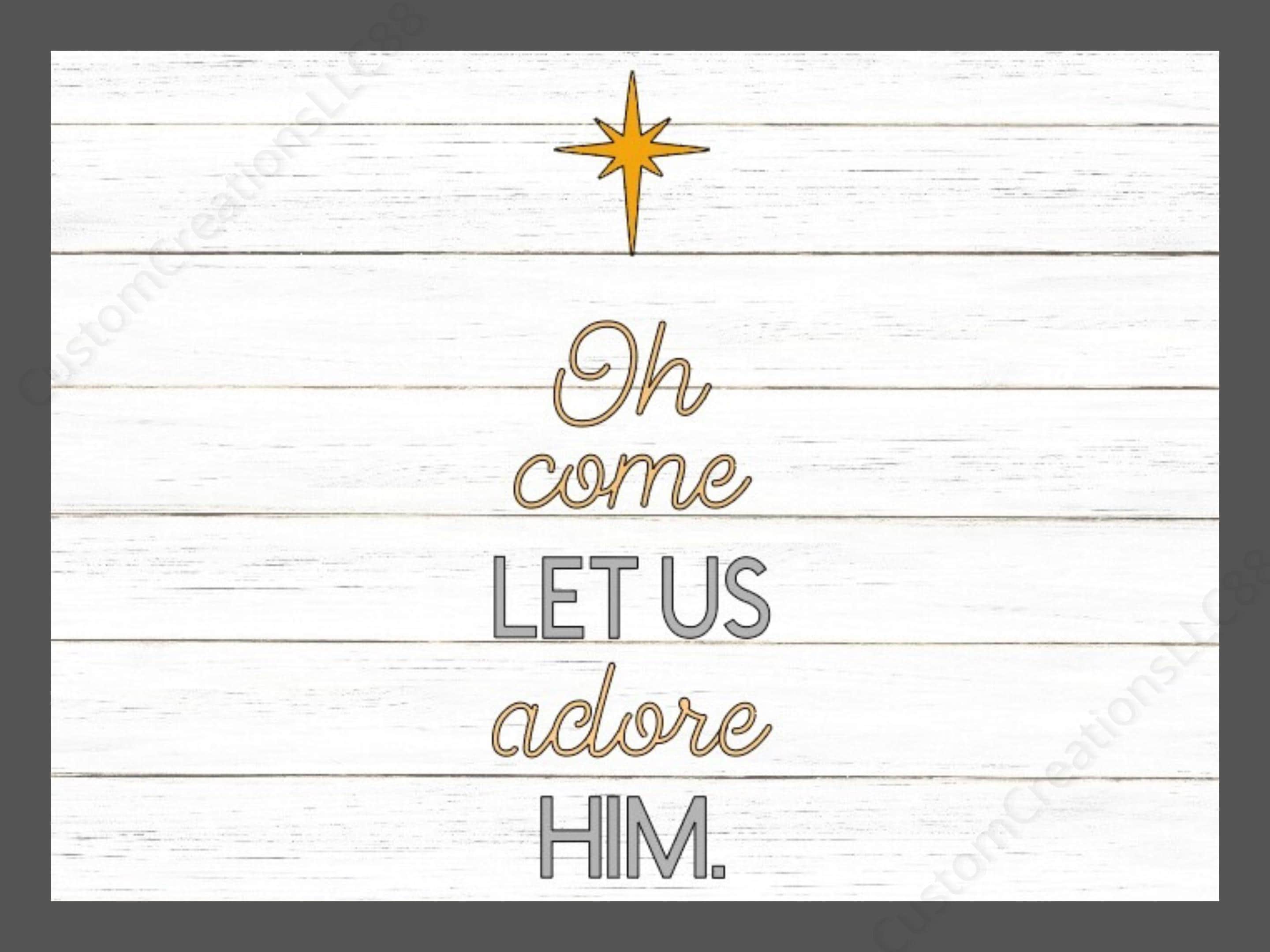Oh Come Let Us Adore Him Bulletin Board Kit / School Church Office Classroom/ Christmas / Silver ...