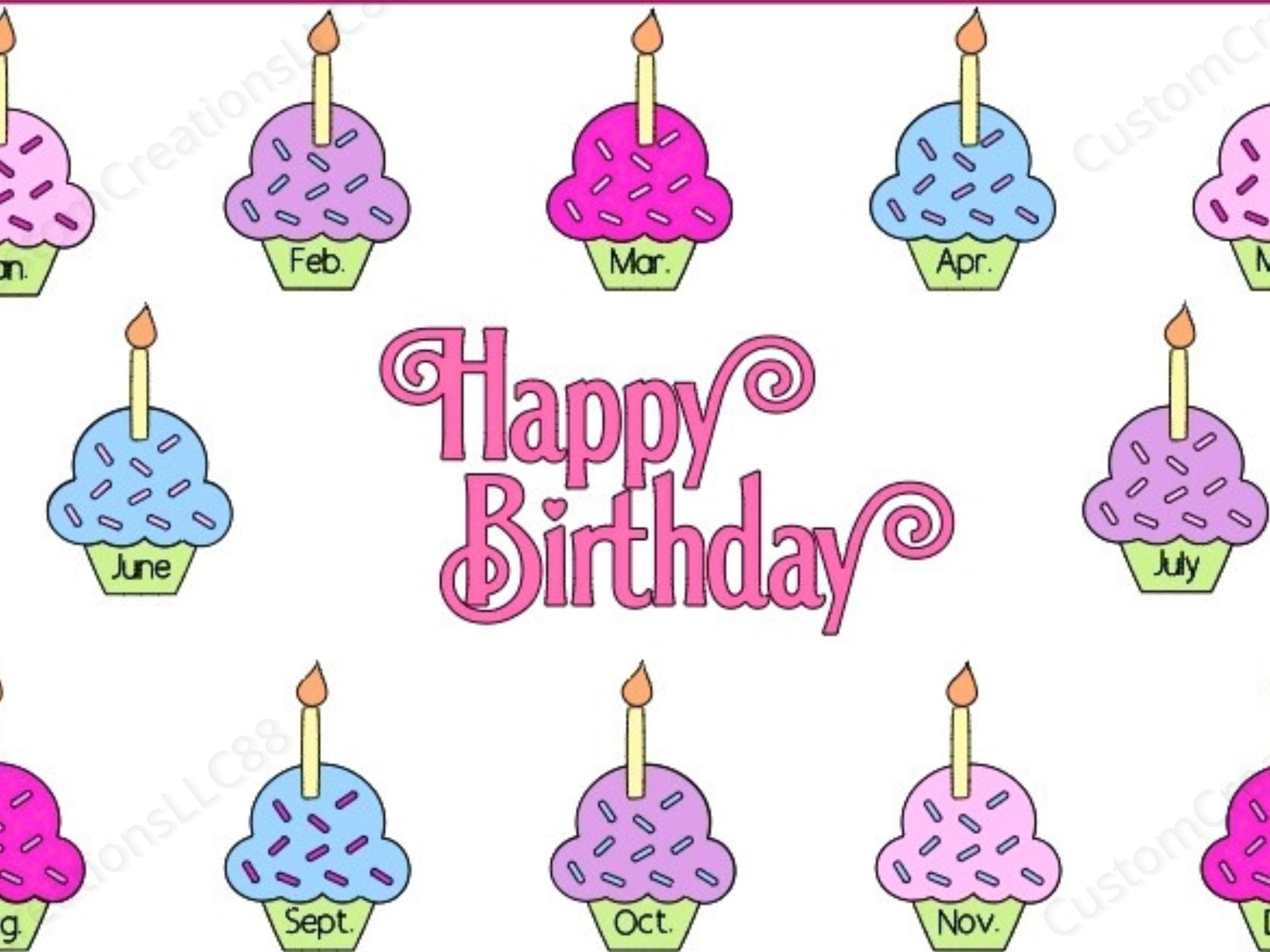 Happy Birthday Cupcake Bulletin Board Kit / Candle/ Back to School ...