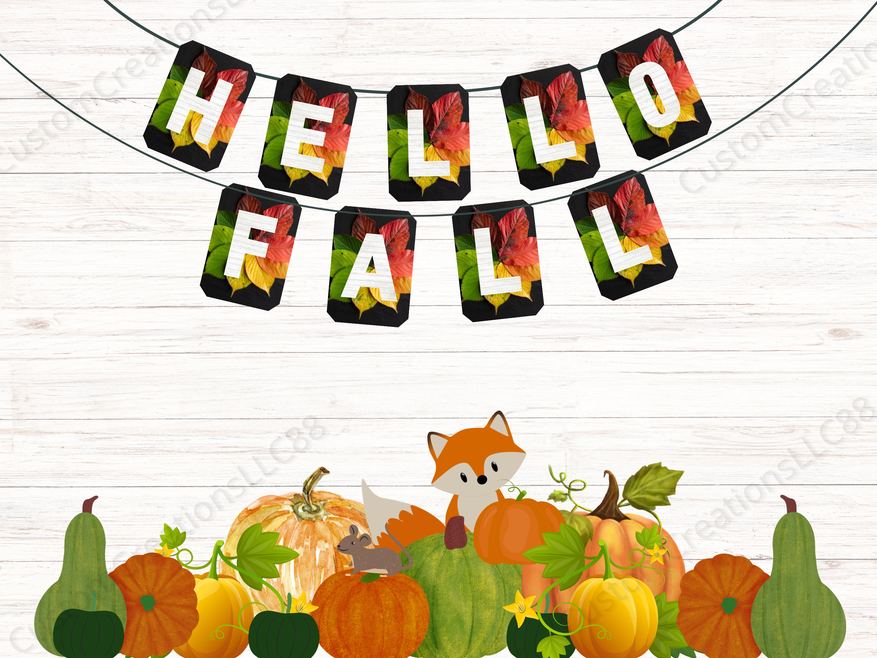 Hello Fall Printable Bulletin Board Kit / Pumpkins Animals / - Etsy