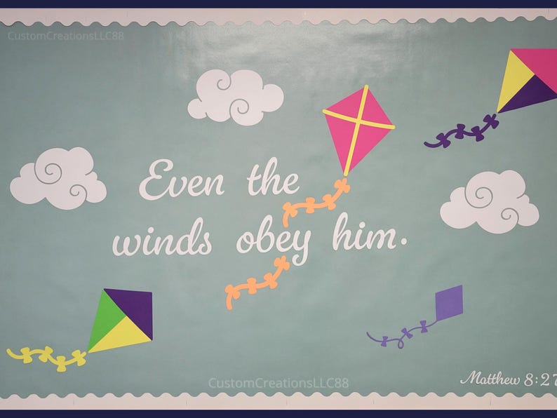 Even the Winds Obey Him Bulletin Board Kit/spring Bright Kites Clouds ...