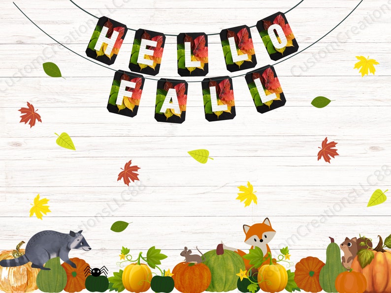 Hello Fall Printable Bulletin Board Kit / Pumpkins Animals / Seasonal ...