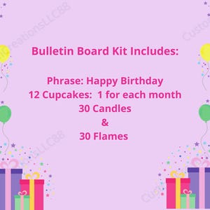 Happy Birthday Cupcake Bulletin Board Kit / Candle/ Back to School ...