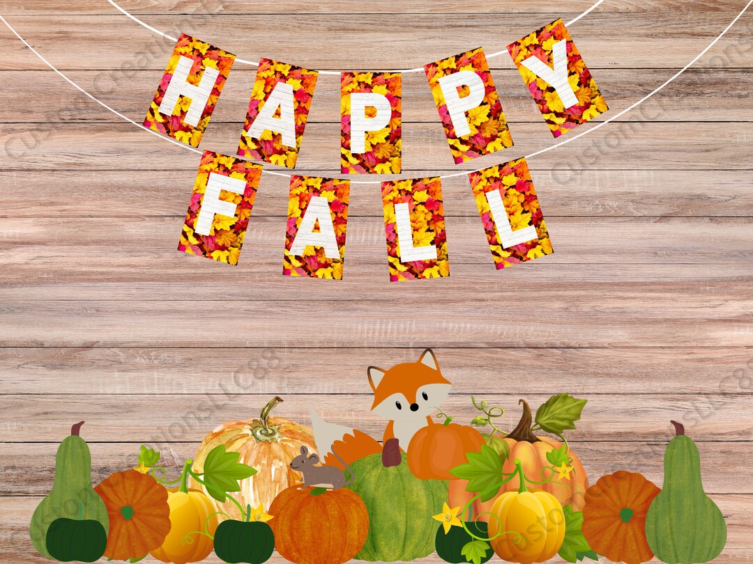 Happy Fall Printable Bulletin Board Kit / Pumpkins Animals / Seasonal ...