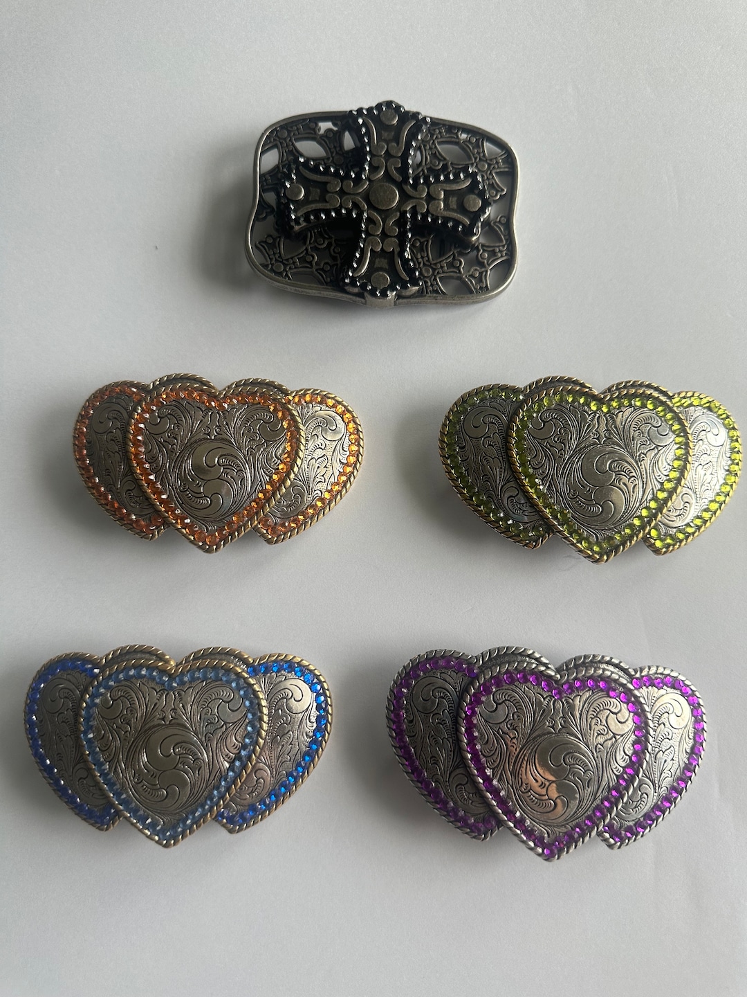 Triple Heart Silver Belt Buckle - Etsy