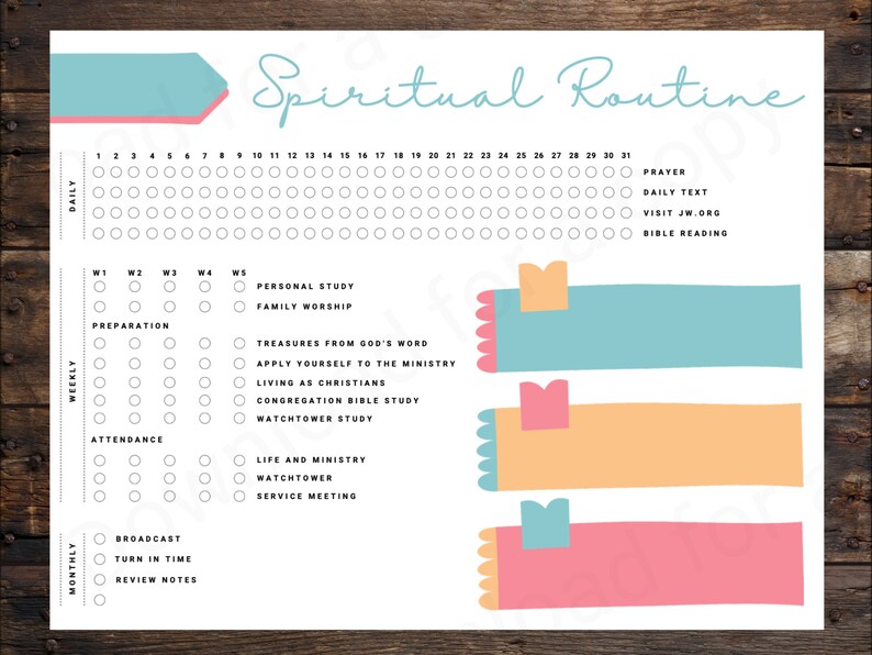 JW Spiritual Routine Activity Tracker Note Package Designs - Etsy
