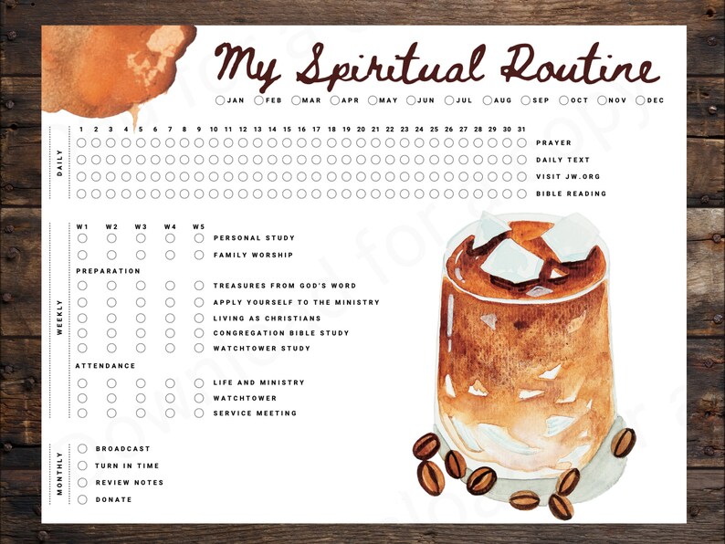 JW Spiritual Routine Activity Tracker | Coffee & Jehovah Designs ...