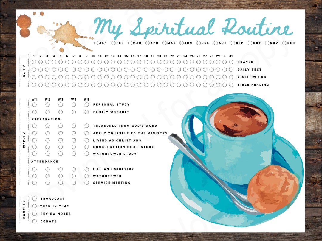 JW Spiritual Routine Activity Tracker | Coffee & Jehovah Designs ...