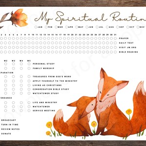 JW Spiritual Routine Activity Tracker | Animal Family Package Designs ...