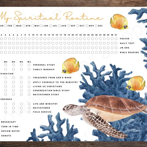 JW Spiritual Routine Activity Tracker Ocean Package Designs - Etsy