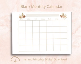 Blank Monthly Calendar Boho - Etsy