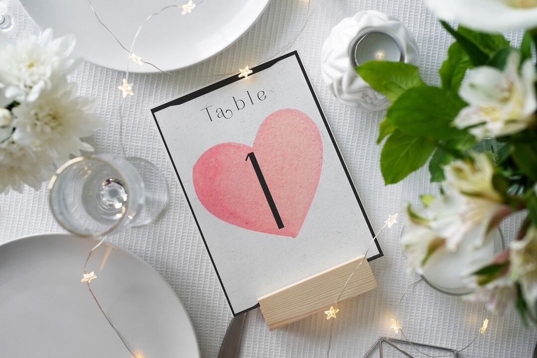 Printable Wedding Heart Table Numbers - Etsy