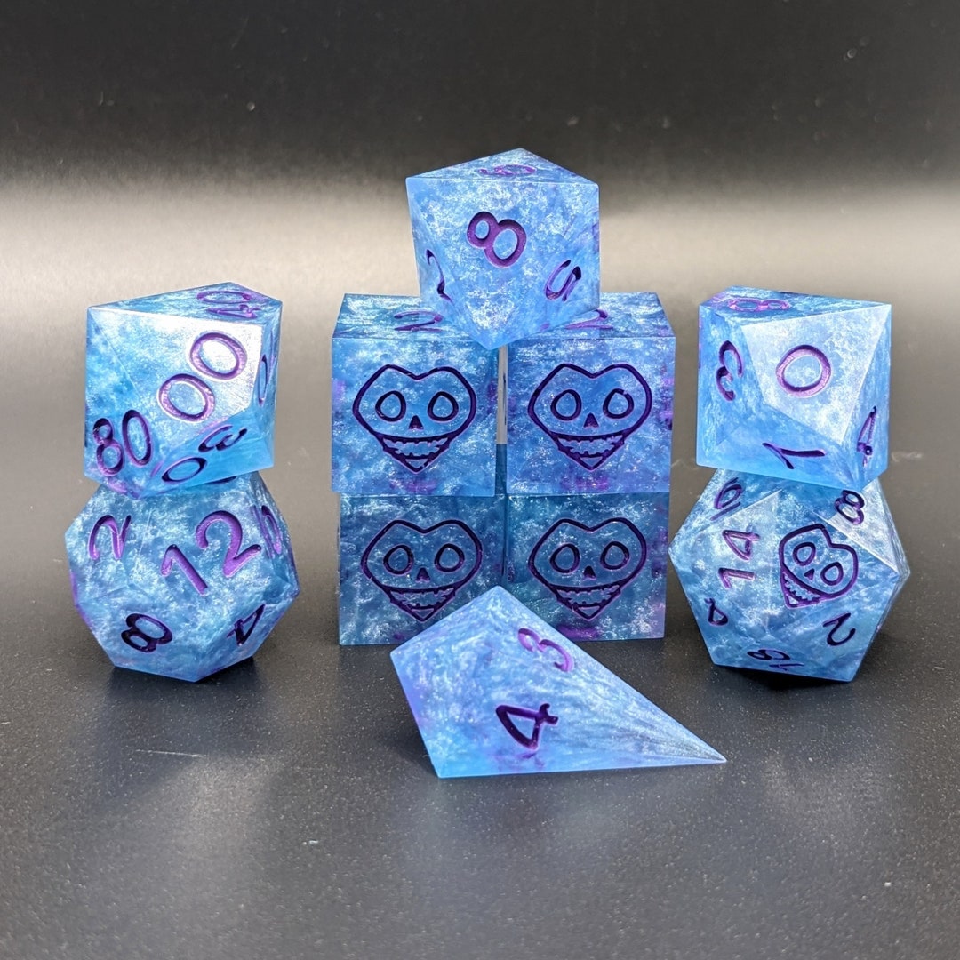 Polar Ice 10 Piece Dnd Ttrpg Sharp Edge Dice Set - Etsy