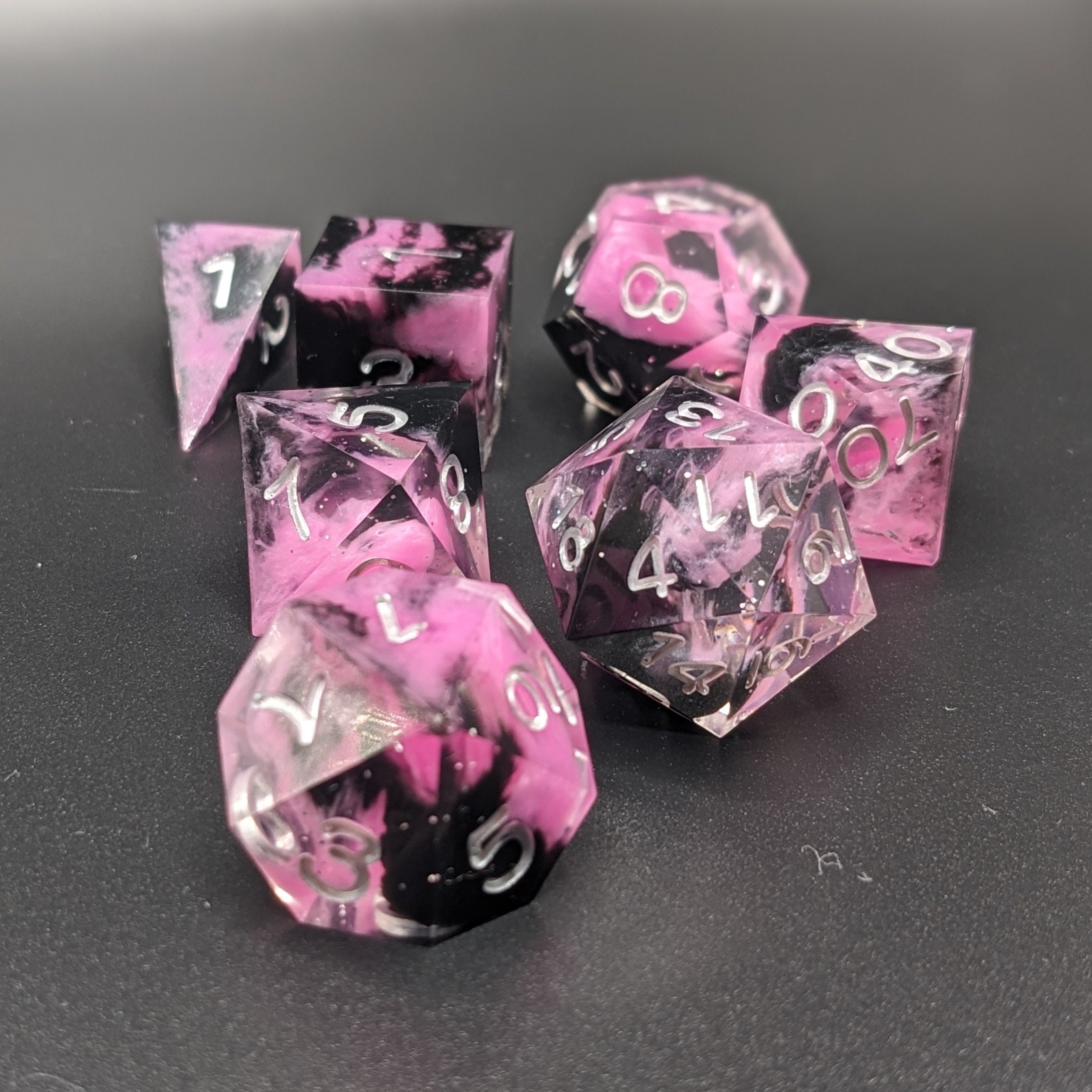 Cotton Candy Goth Girl 7 Piece Dnd Ttrpg Sharp Edge Dice Set - Etsy