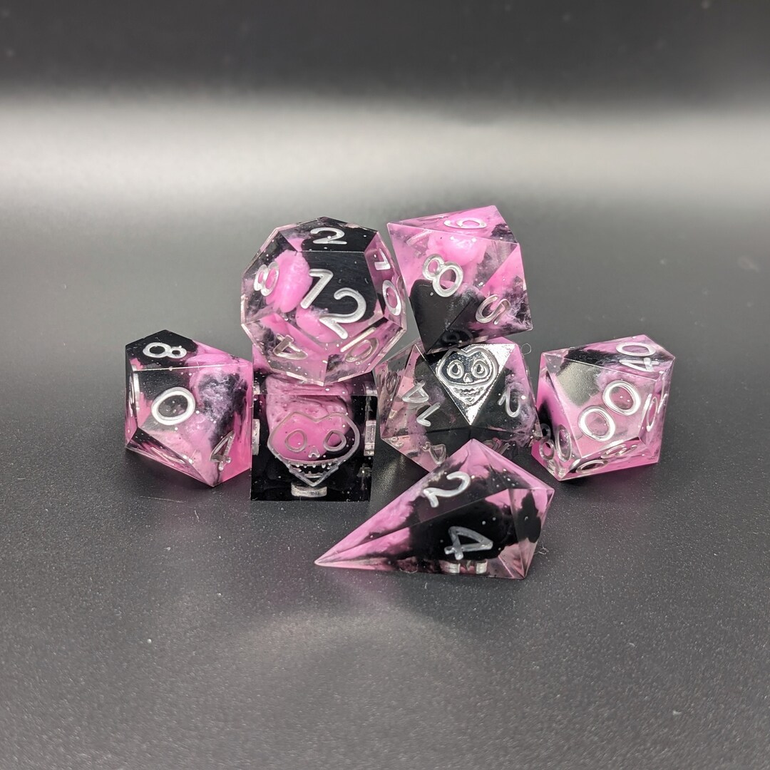Cotton Candy Goth Girl 7 Piece Dnd Ttrpg Sharp Edge Dice Set - Etsy