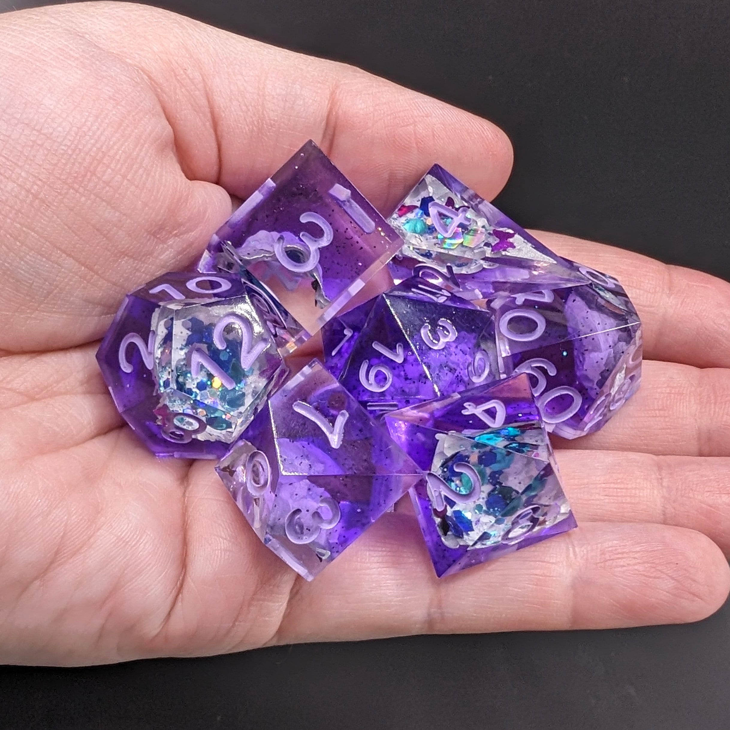Butterfly Delight 7 Piece Dnd Ttrpg Sharp Edge Geode Dice Set - Etsy