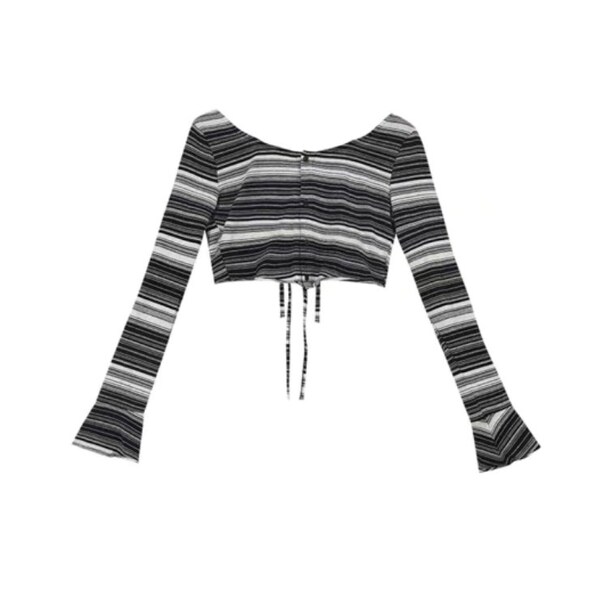 Long Sleeve Crop Top Striped - Etsy
