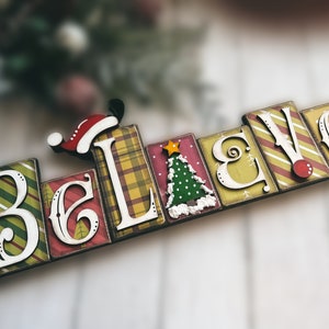 Believe Sign Christmas, Wooden Block Signs, Mantle Decor Modern - Etsy