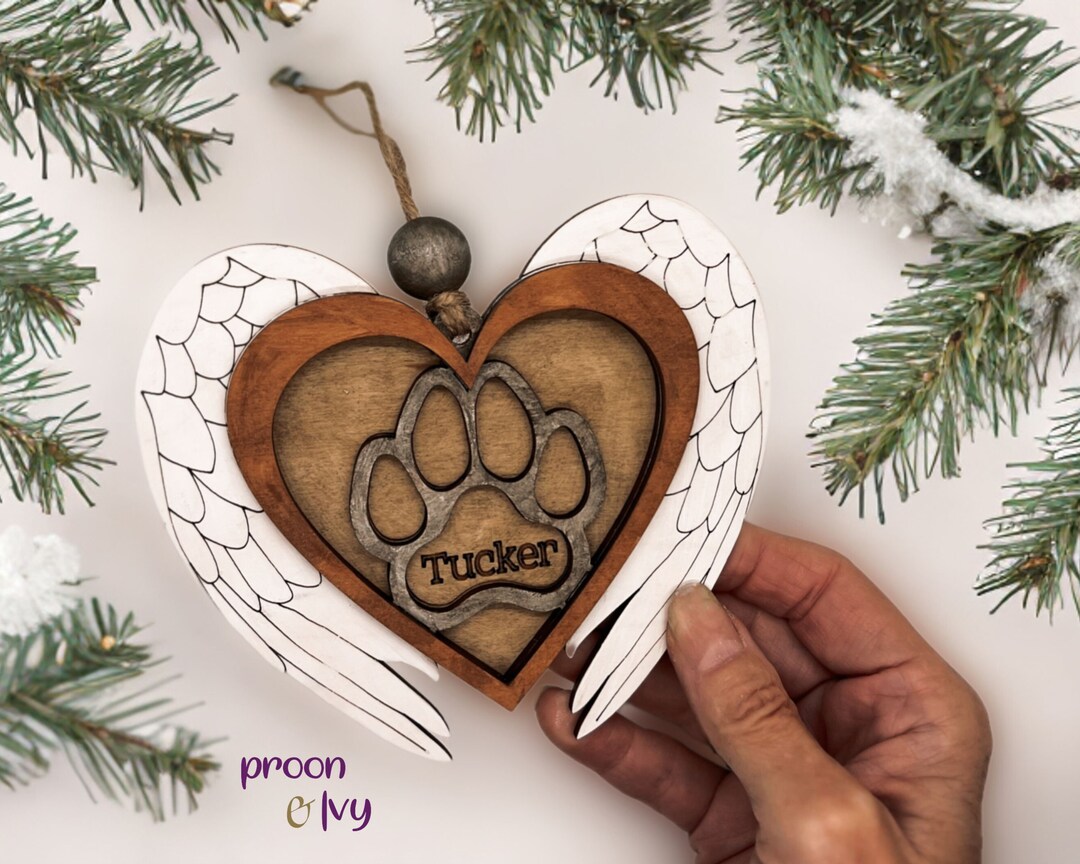 Paw Print Memorial Ornament, Angel Paw Print Ornament, Personalized Dog ...