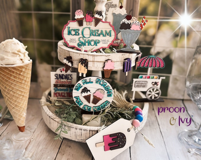Ice Cream Cone Decor, Sweet Shop, Sundae Bar, Tiered Tray Ice Cream ...