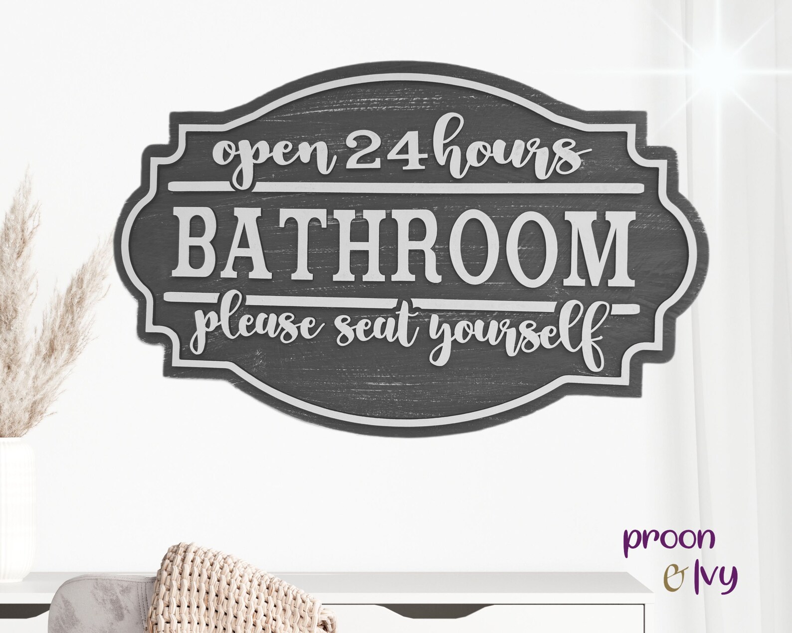 Bathroom Door Sign, Restroom Decor Wall Art, Bathroom Painted Sign - Etsy