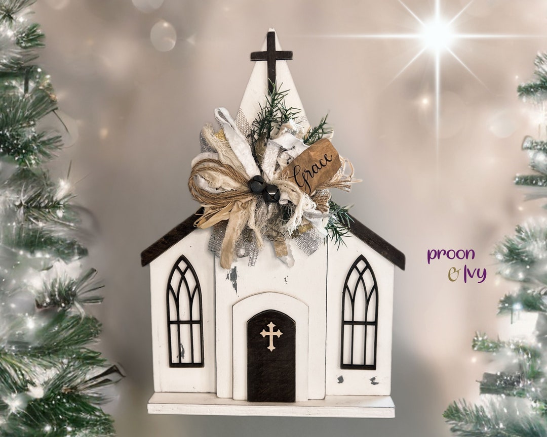 Wood Church Decor, White Chapel, Farmhouse Church, Rustic Church - Etsy