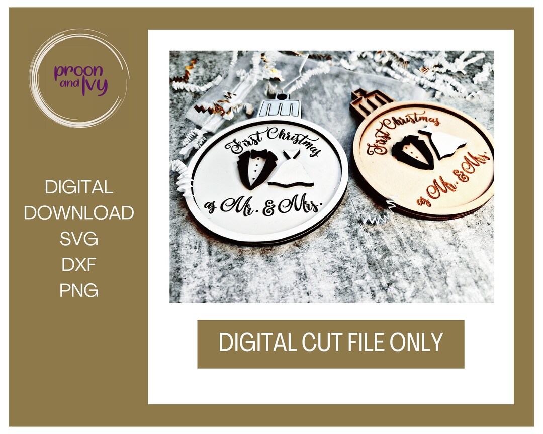 Our First Christmas SVG, Mr and Mrs SVG, Married Ornament SVG, Mr and ...