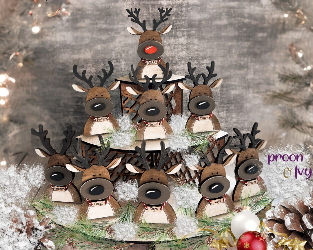 Wood Reindeer, Christmas Tiered Tray Decoration - Etsy