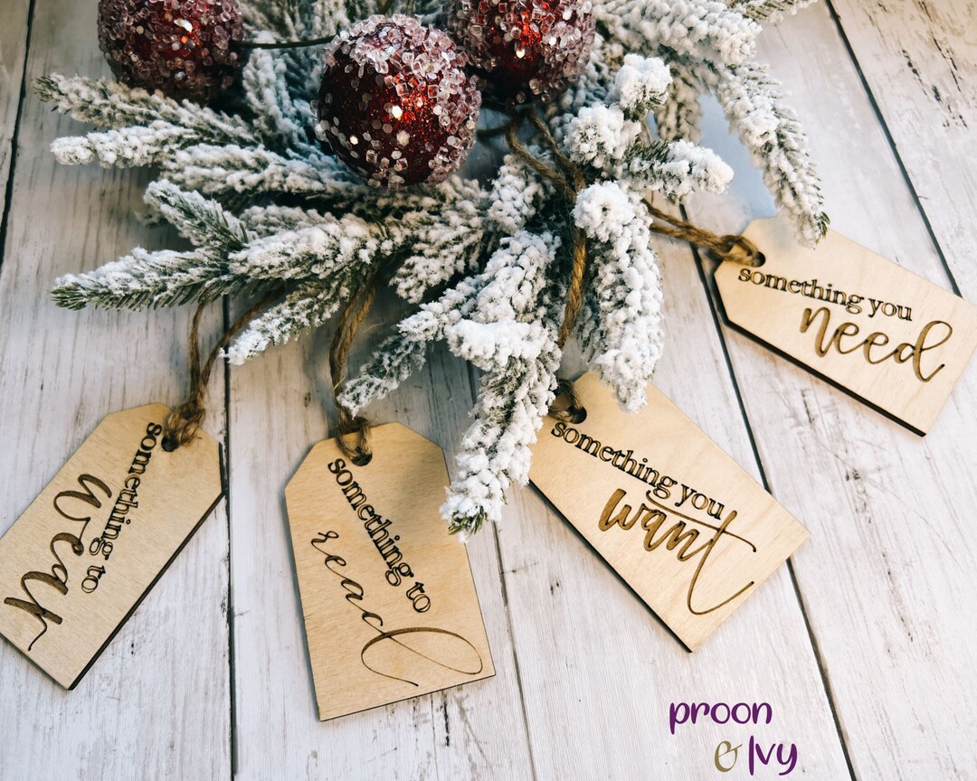 SET OF 4 Personalized Something Gift Tags, Secret Santa, Christmas Wood ...
