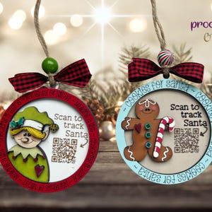 Santa Tracker Ornament, QR Code Santa Tracking, QR Code Ornament ...