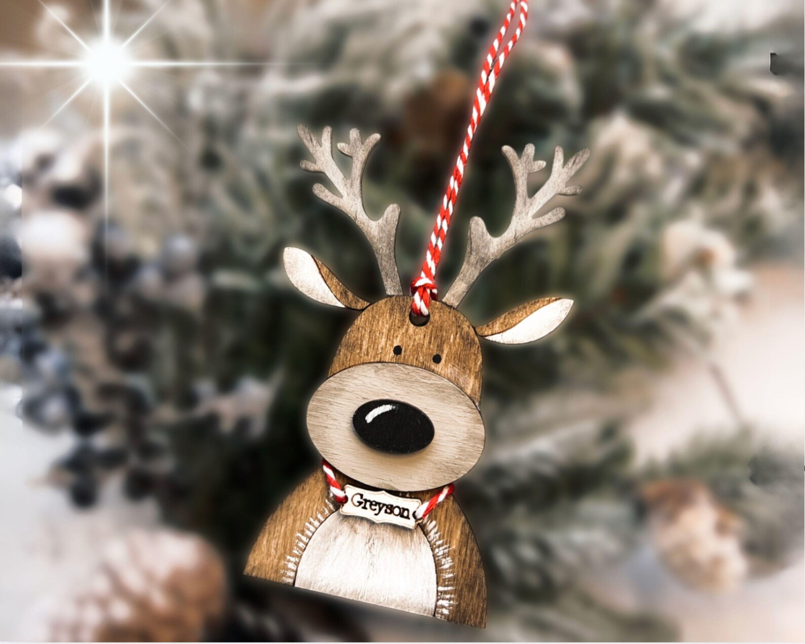 Wood Reindeer Ornament, Christmas Reindeer Personalized - Etsy