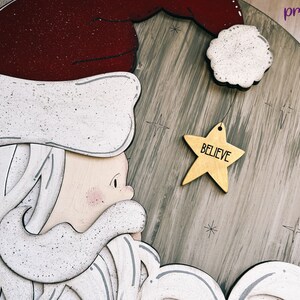 Santa Wood Sign, Santa Door Hanger, Christmas Wood Round Sign for Wall ...