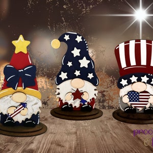 July 4th Decorations, Diy Wood Kits to Paint, Painted Gnomes, Flag ...