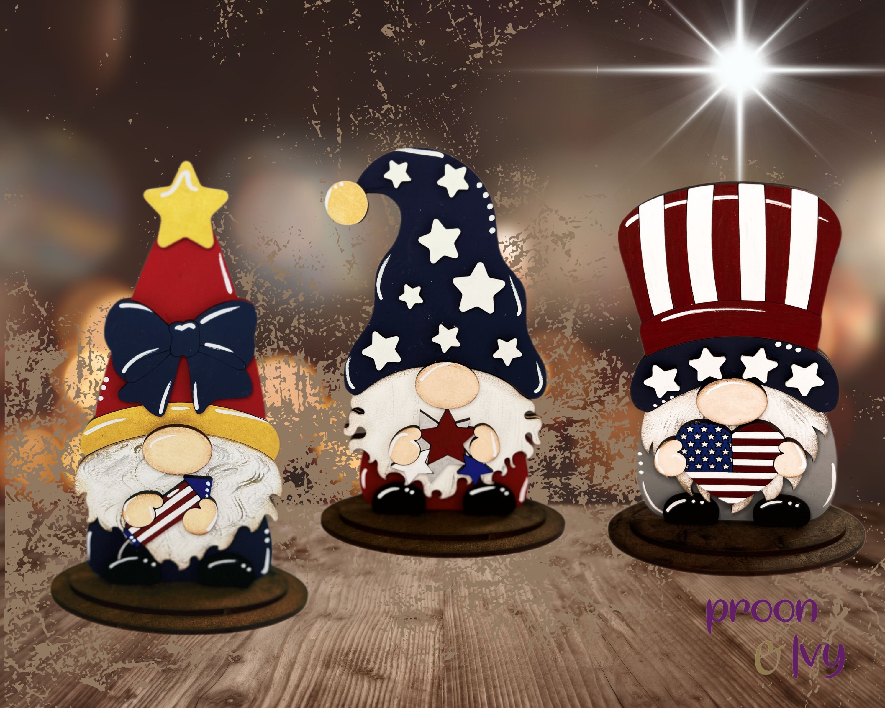 July 4th Decorations, Diy Wood Kits to Paint, Painted Gnomes, Flag ...
