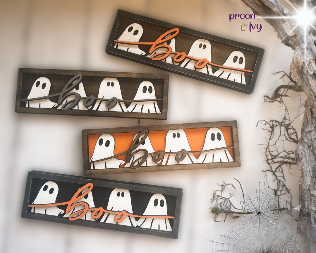 Boo Halloween Sign, Halloween Decoration Indoor, Halloween Mantle Decor ...