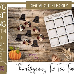 Tic Tac Toe SVG, Thanksgiving Favors SVG, Thanksgiving Laser Cut File ...