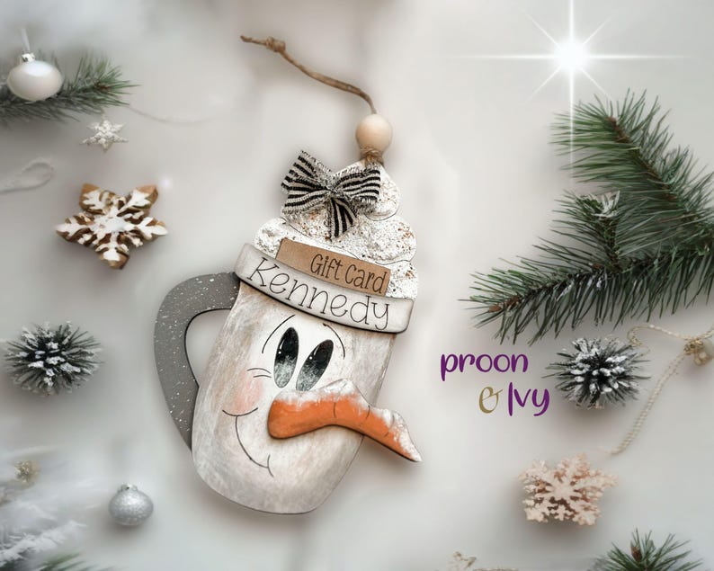 Rustic Coffee Cup Ornament , Gift Card Holder, Money Holder Christmas ...