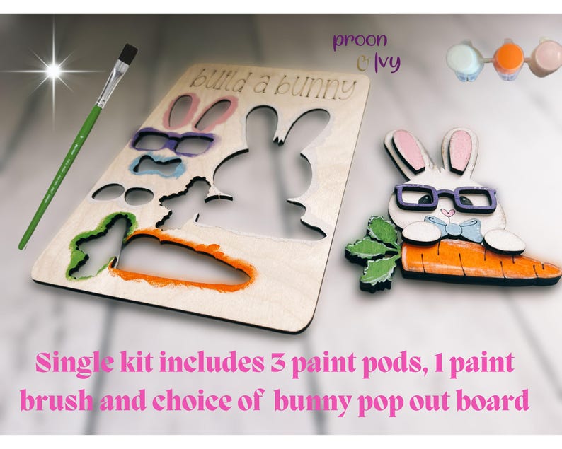 Easter Paint Kit, DIY Easter Bunny Paint Kit, Build A Bunny, Pop Out ...