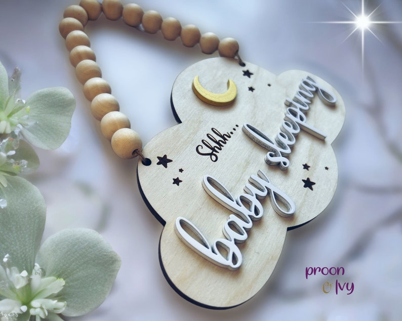 Baby Sleeping Door Hanger, Shhh Baby Sleeping Sign, Baby is Sleeping ...